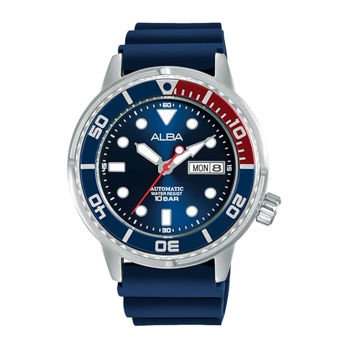 Buy Alba AL4251X1 Blue-Red Rotating Bezel Automatic Watch – Good Times ...